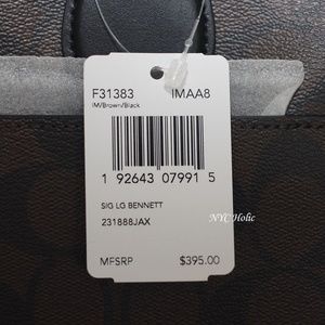 Coach | Bags | Coach F3383 Large Bennett Satchel Brown Black | Poshmark
